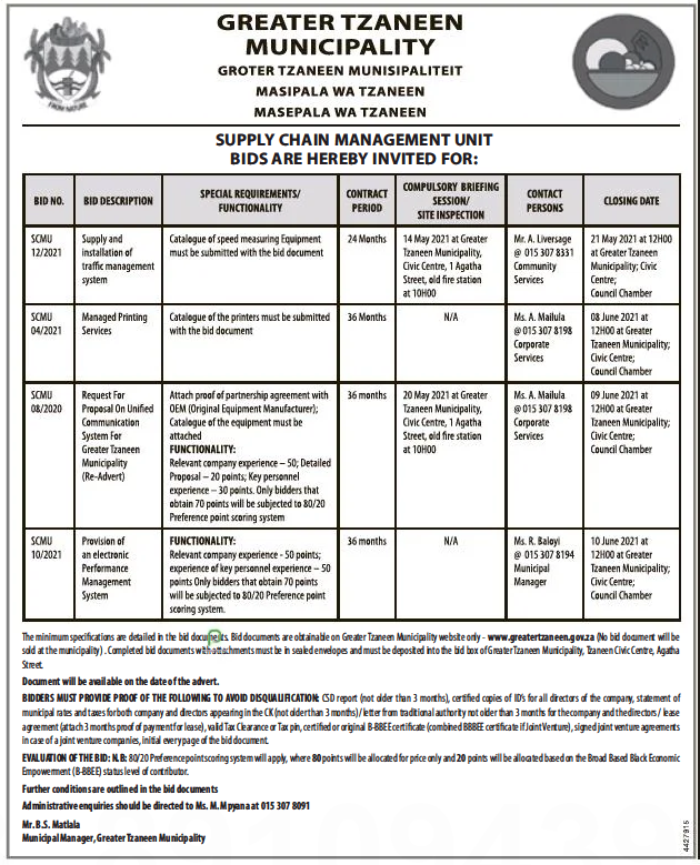Provision Of An Electronic Performance Management System Tender Bulletins