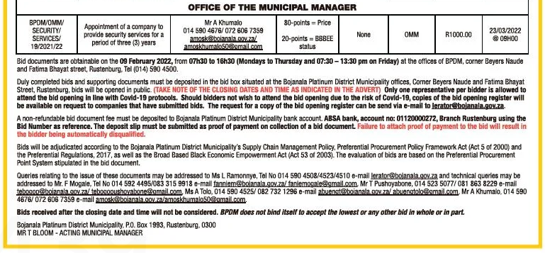Appointment Of A Service Provider To Supply Personal Protective Equipment Tender Bulletins