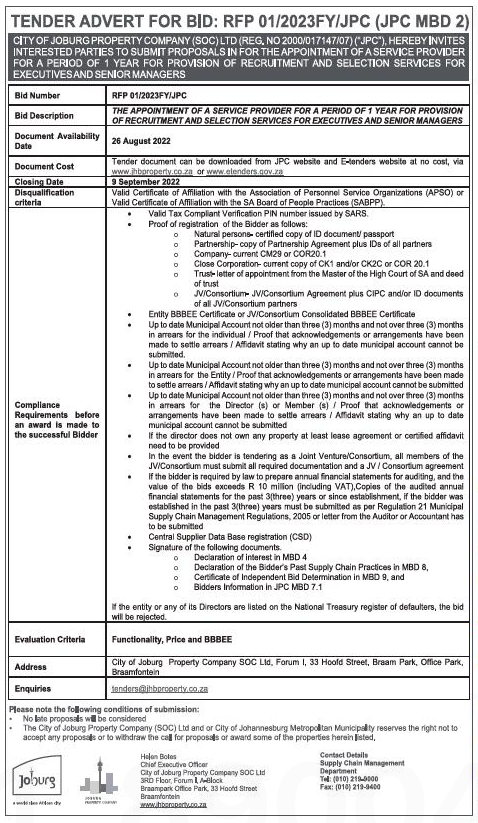 The Appointment Of A Service Provider For A Period Of 1 Year For Provision Of Recruitment And 